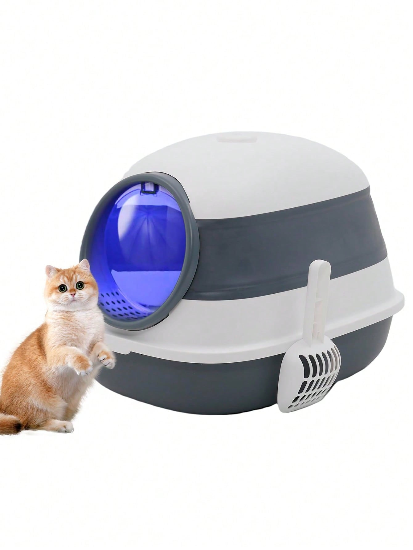 Cat Litter Box With Automatic Sand-Proof Cage&Cat Plastic Scoop,UV ...