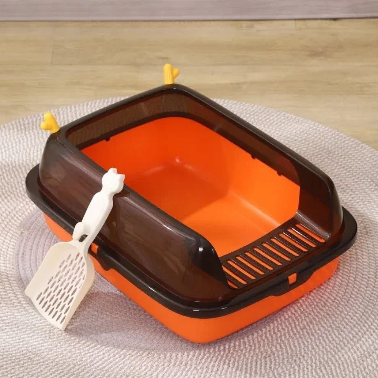 Cat Litter Box Design Semi-enclosed Sandbox Cat Tray Pet Toilet Prevent ...