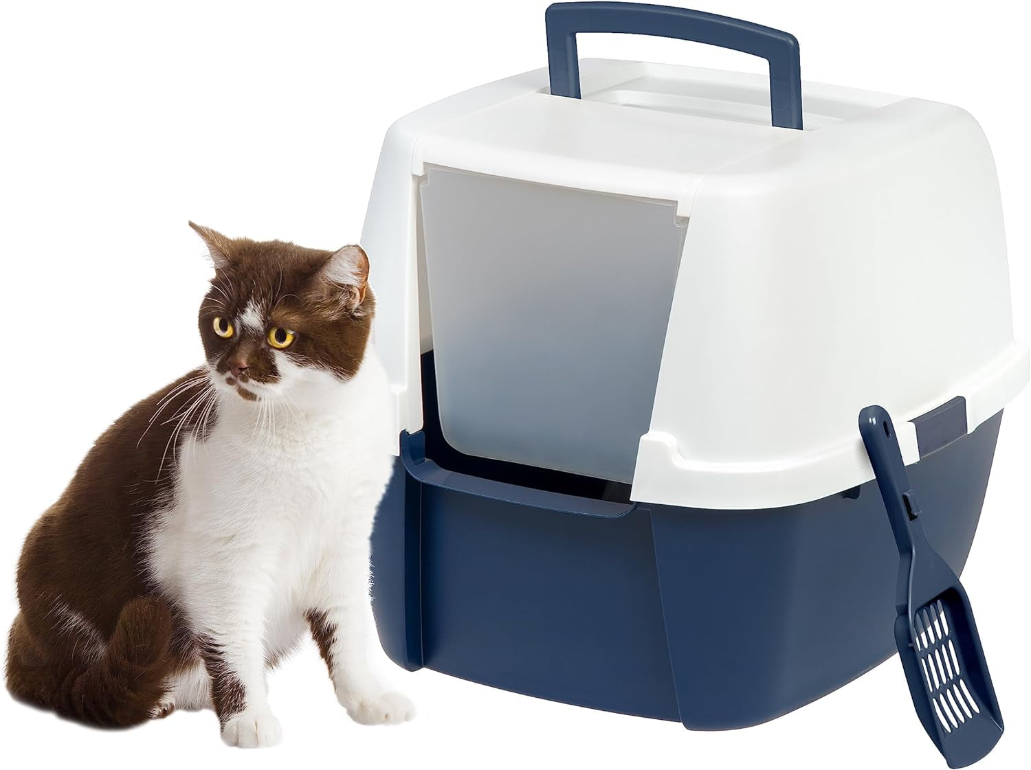 Cat Litter Box, Enclosed Litter Box with Front Door Flap and Scoop ...