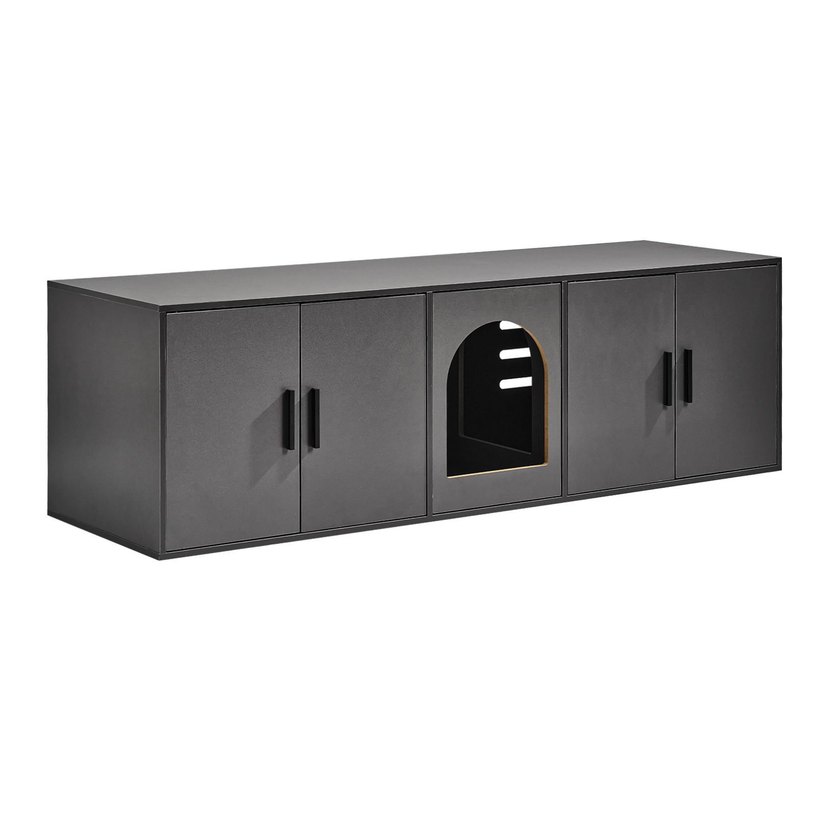 Cat Litter Box Enclosure for 2 Cats, 57.9 in Wooden Hidden Litter Box ...