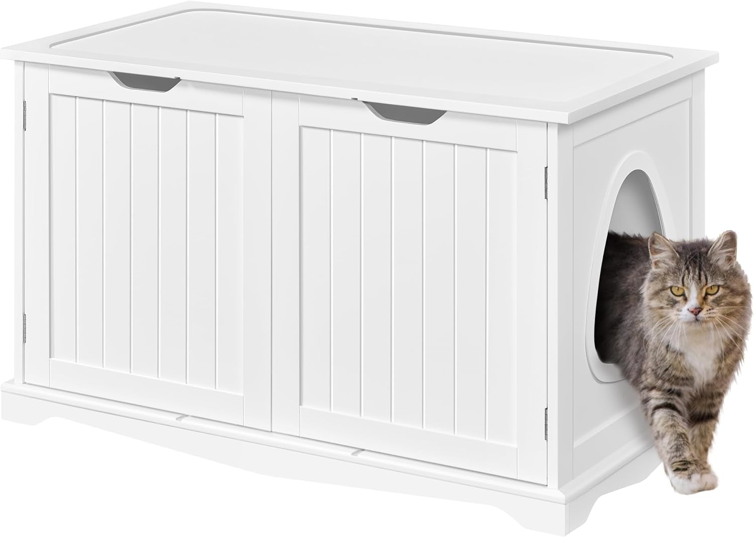 Cat Litter Box Enclosure, Box Cabinet Hidden, Wooden Pet Crate Kitty Washroom Storage Bench with ...