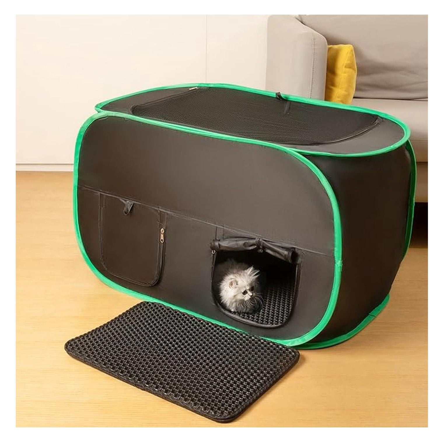 Cat Litter Box Enclosure - Enclosed Cat House with Open Bottom, Dog ...