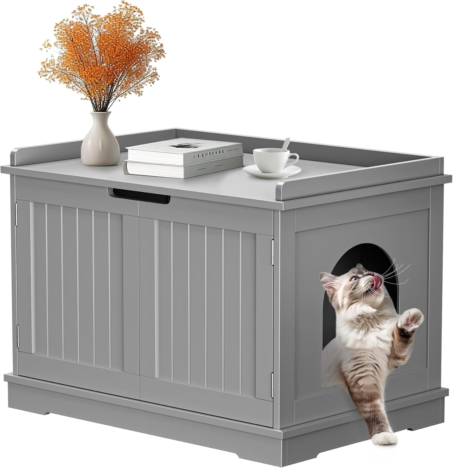 Cat Litter Box Enclosure Extra Large Wooden Litter Box Furniture Hidden ...