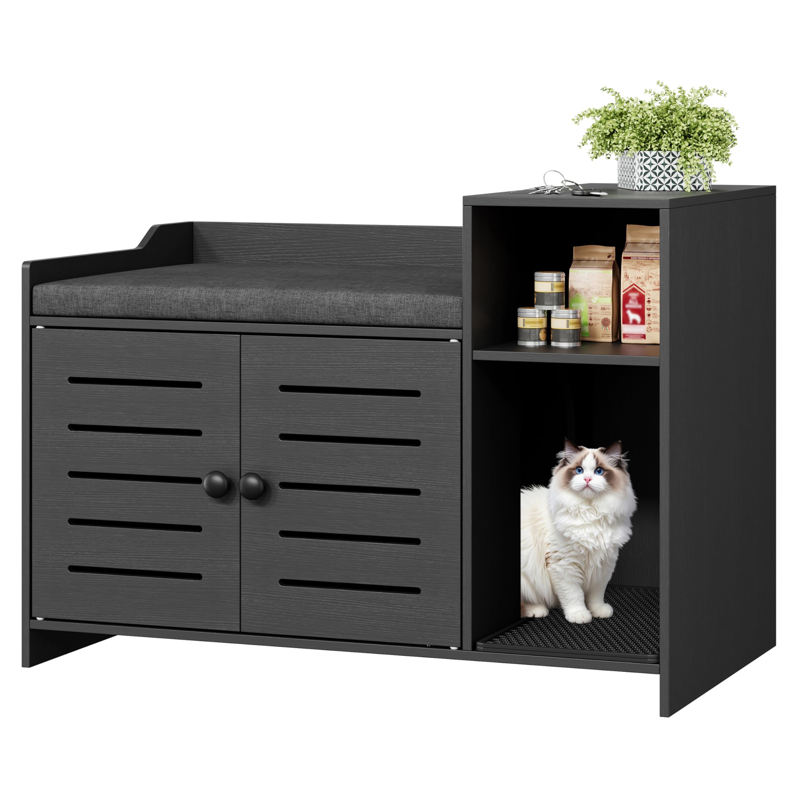 Cat Litter Box Enclosure, Farmhouse Hidden Cat Litter Box Furniture ...