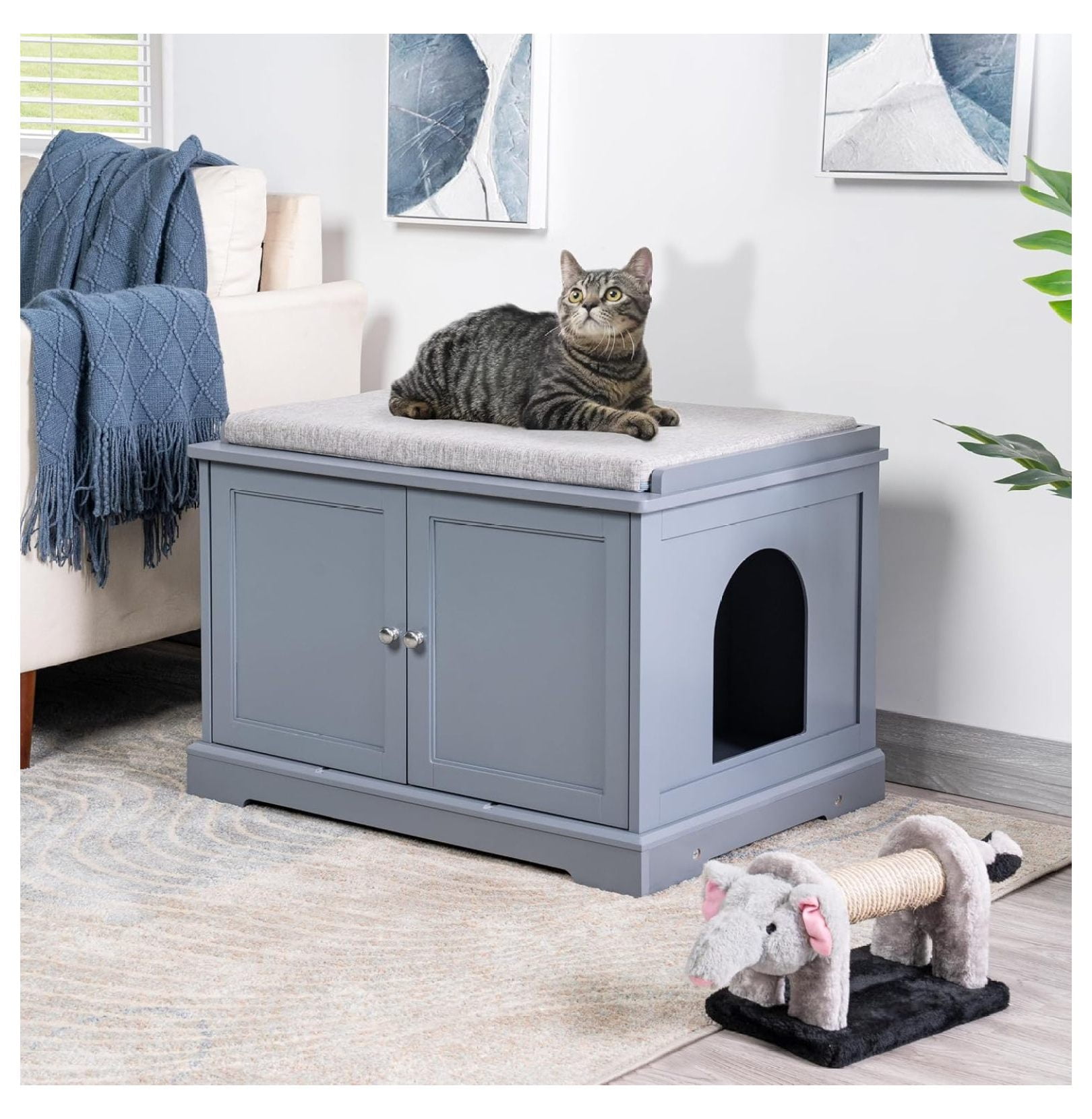 Cat Litter Box Enclosure Furniture Cat House for Concealment and ...