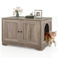Cat Litter Box Enclosure Furniture with Double Doors and Divider ...