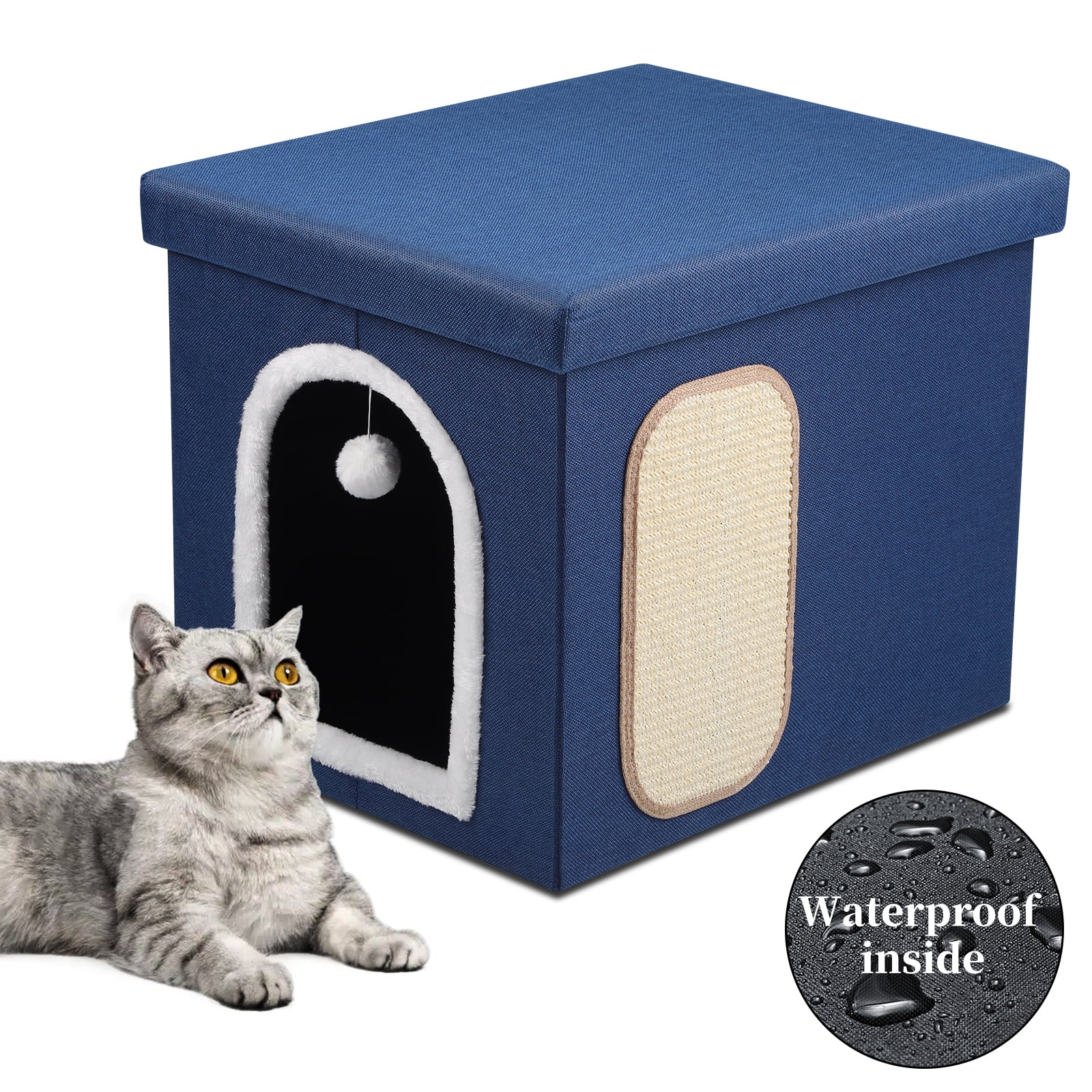 Cat Litter Box Enclosure Furniture, Foldable Hidden Litter Box with ...
