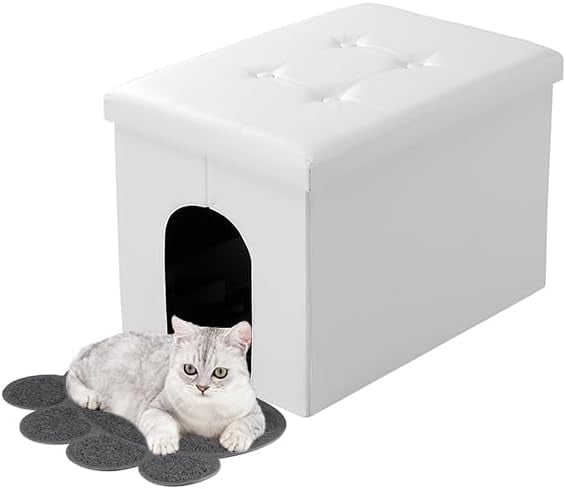 Cat Litter Box Enclosure Furniture Hidden, Cat Washroom Bench Storage ...