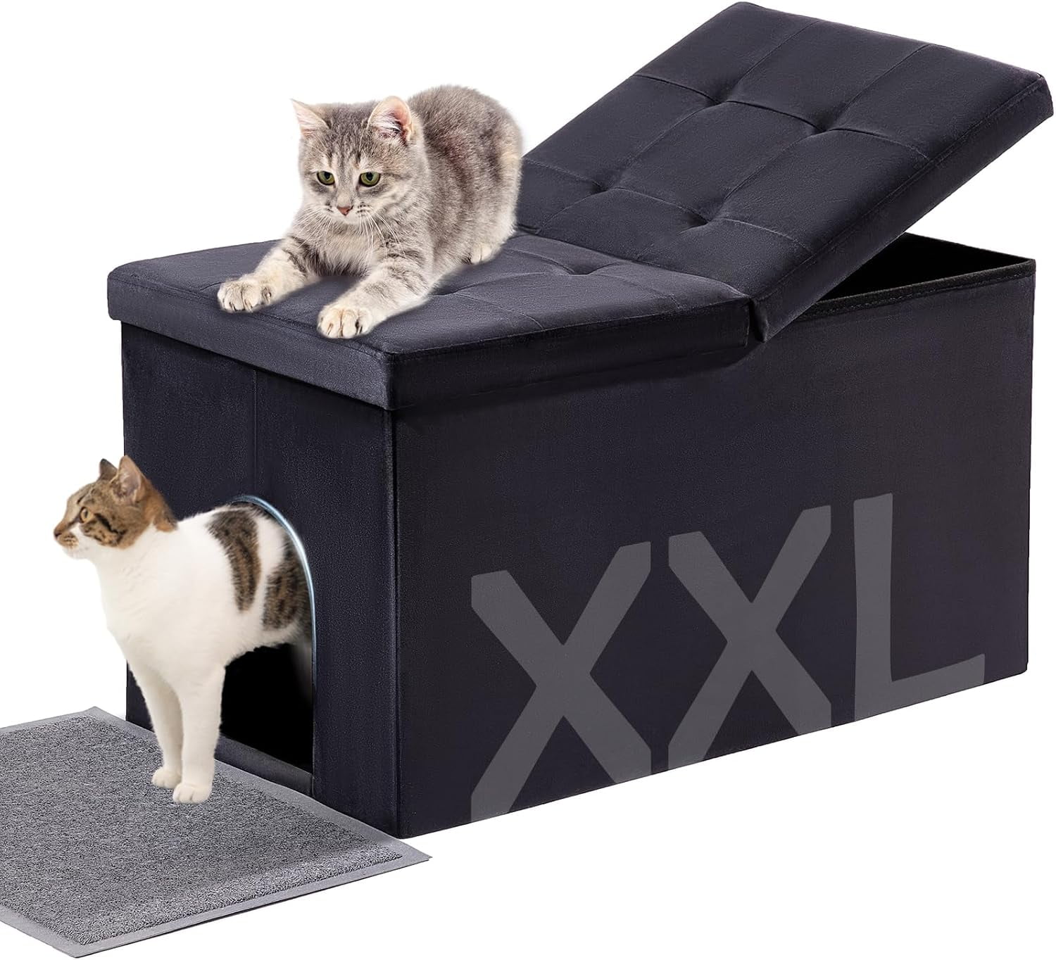 Cat Litter Box Enclosure Furniture Hidden Extra Large, Lift Design Lid ...