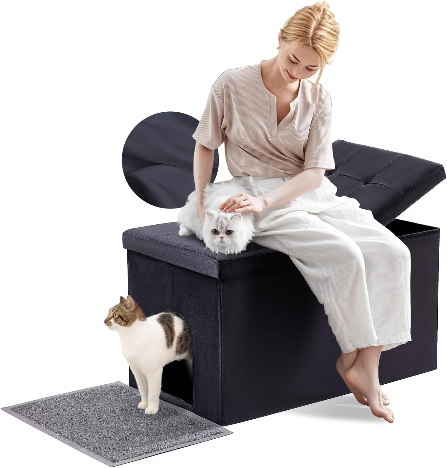 Cat Litter Box Enclosure Furniture Hidden Extra Large, Lift Design Lid ...