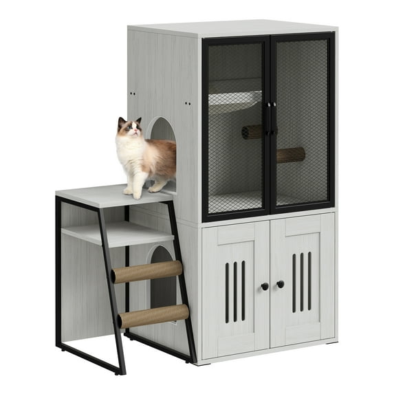 Cat Litter Box Enclosure Furniture,Hidden Litter Box Furniture with ...