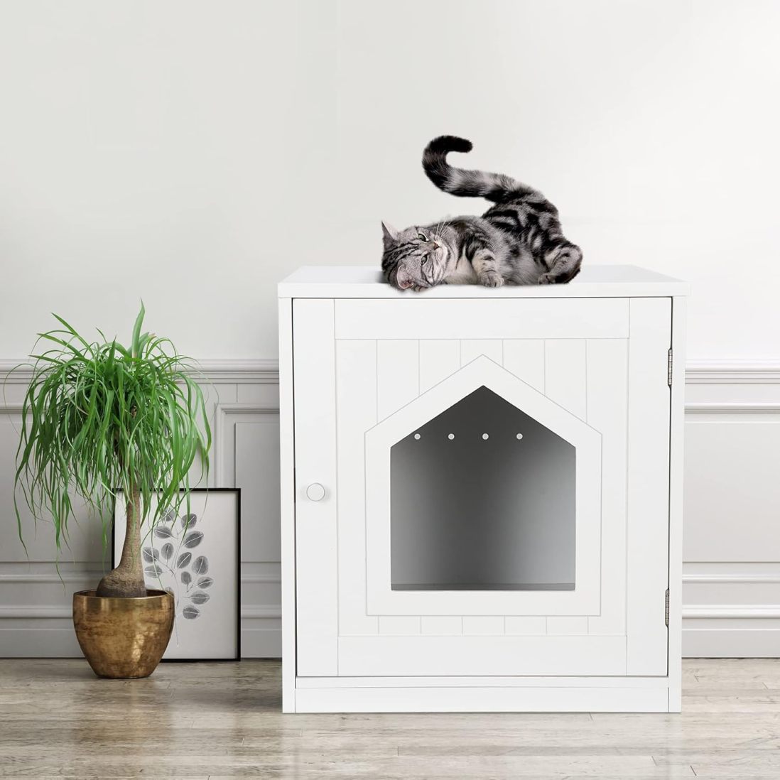 Cat Litter Box Enclosure Furniture,Indoor Hideaway Cat House Hidden ...