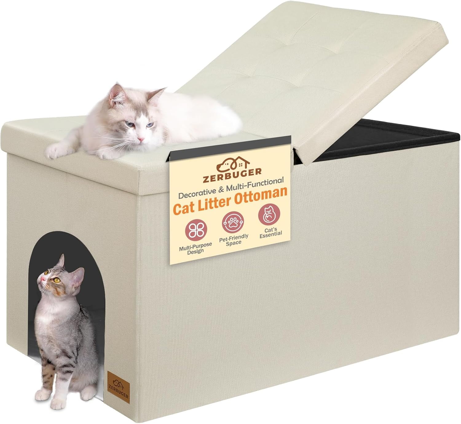 Cat Litter Box Enclosure Furniture for Odor Control, Hidden Cabinet ...