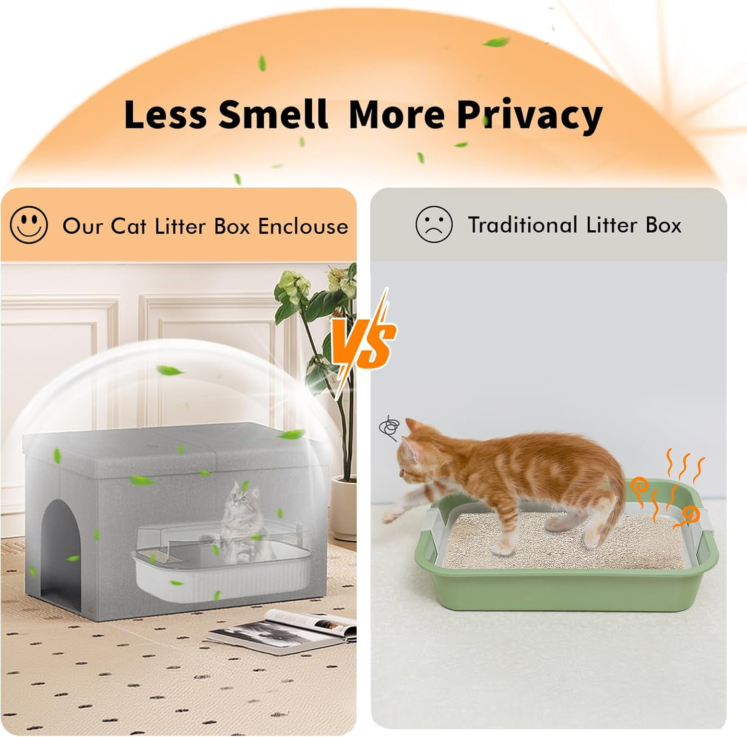 Cat Litter Box Enclosure Furniture for Odor Control, Hidden Cabinet ...