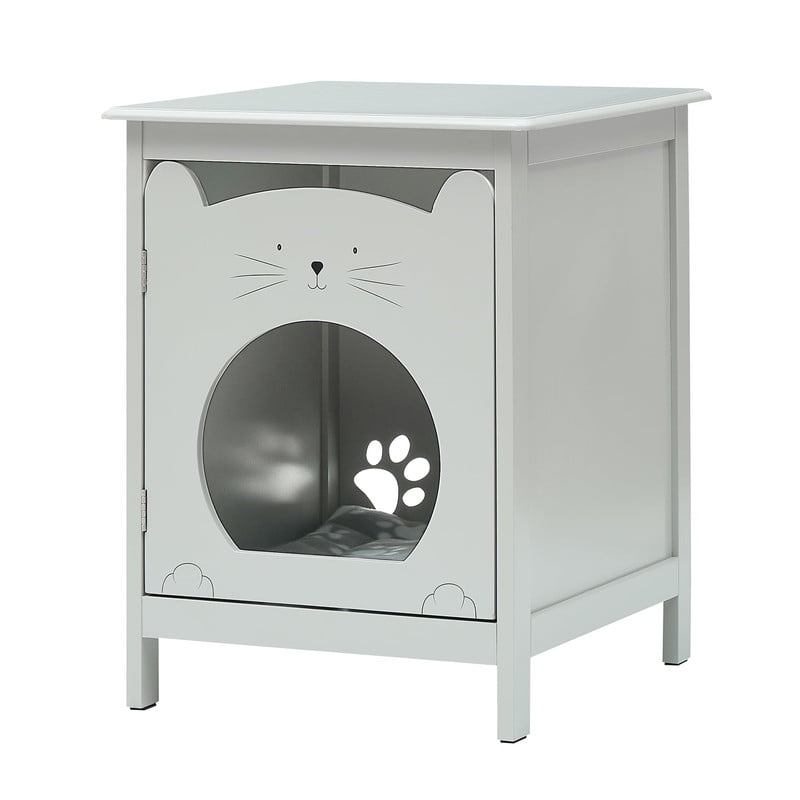 Cat Litter Box Enclosure, Hidden Kitty Litter Cat House & Side Table ...