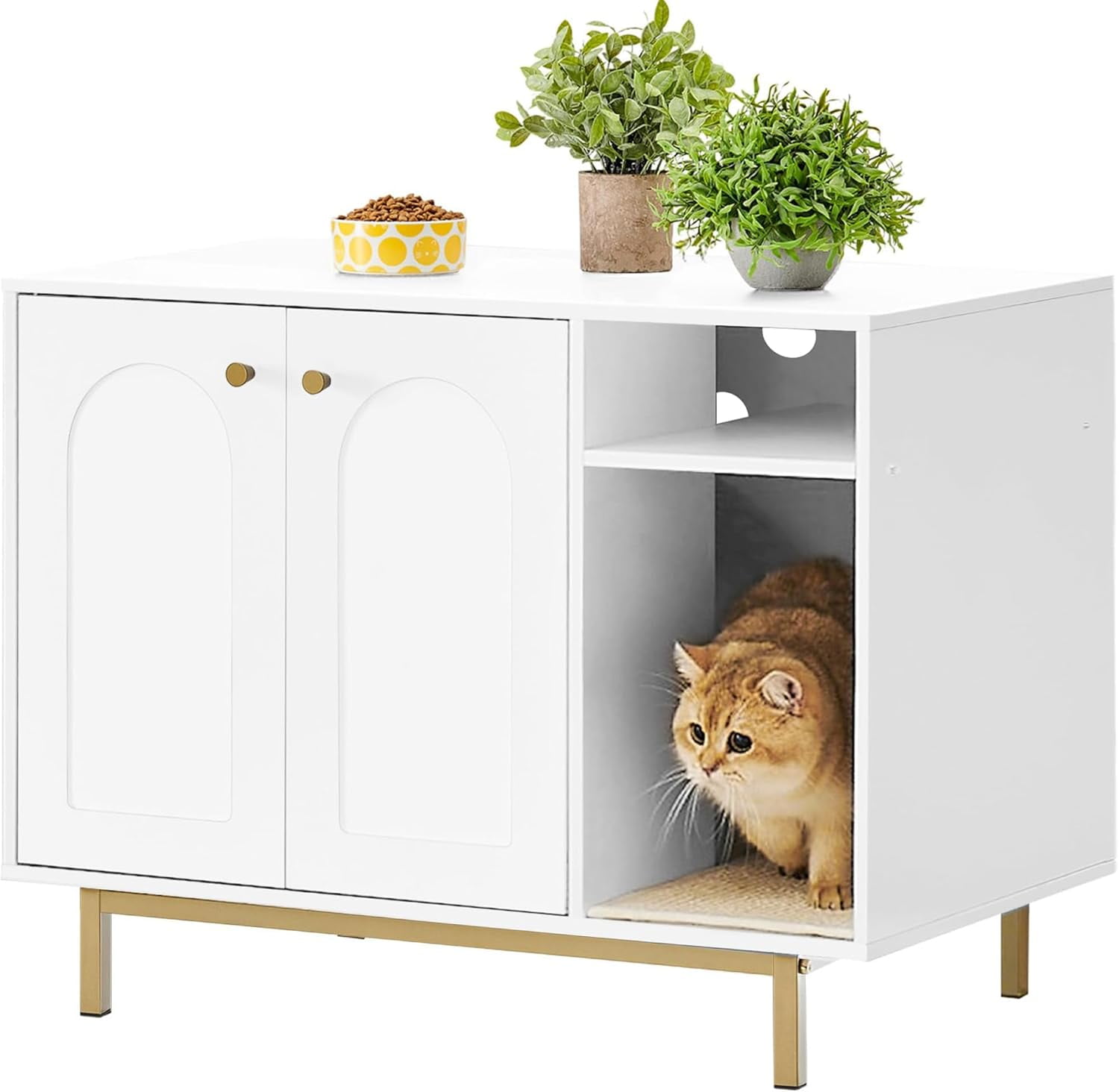 Cat Litter Box Enclosure, Hidden Litter Box Furniture Cabinet, Wooden ...