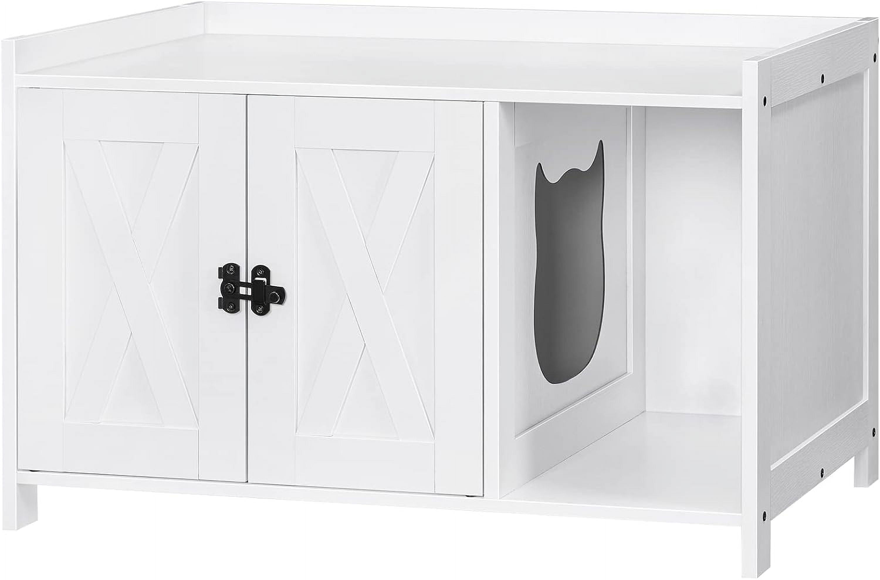 Cat Litter Box Enclosure, Hidden Litter Box Furniture with Divider ...