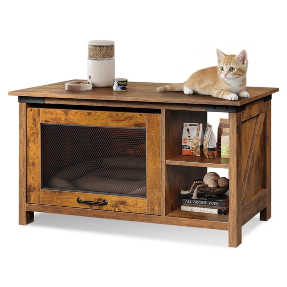 Cat Litter Box Enclosure, Hidden Litter Box Furniture with Flip-up Door ...