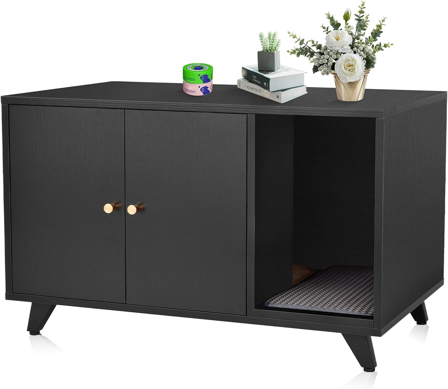Cat Litter Box Enclosure, Hidden Litter Box Furniture Washroom Storage ...
