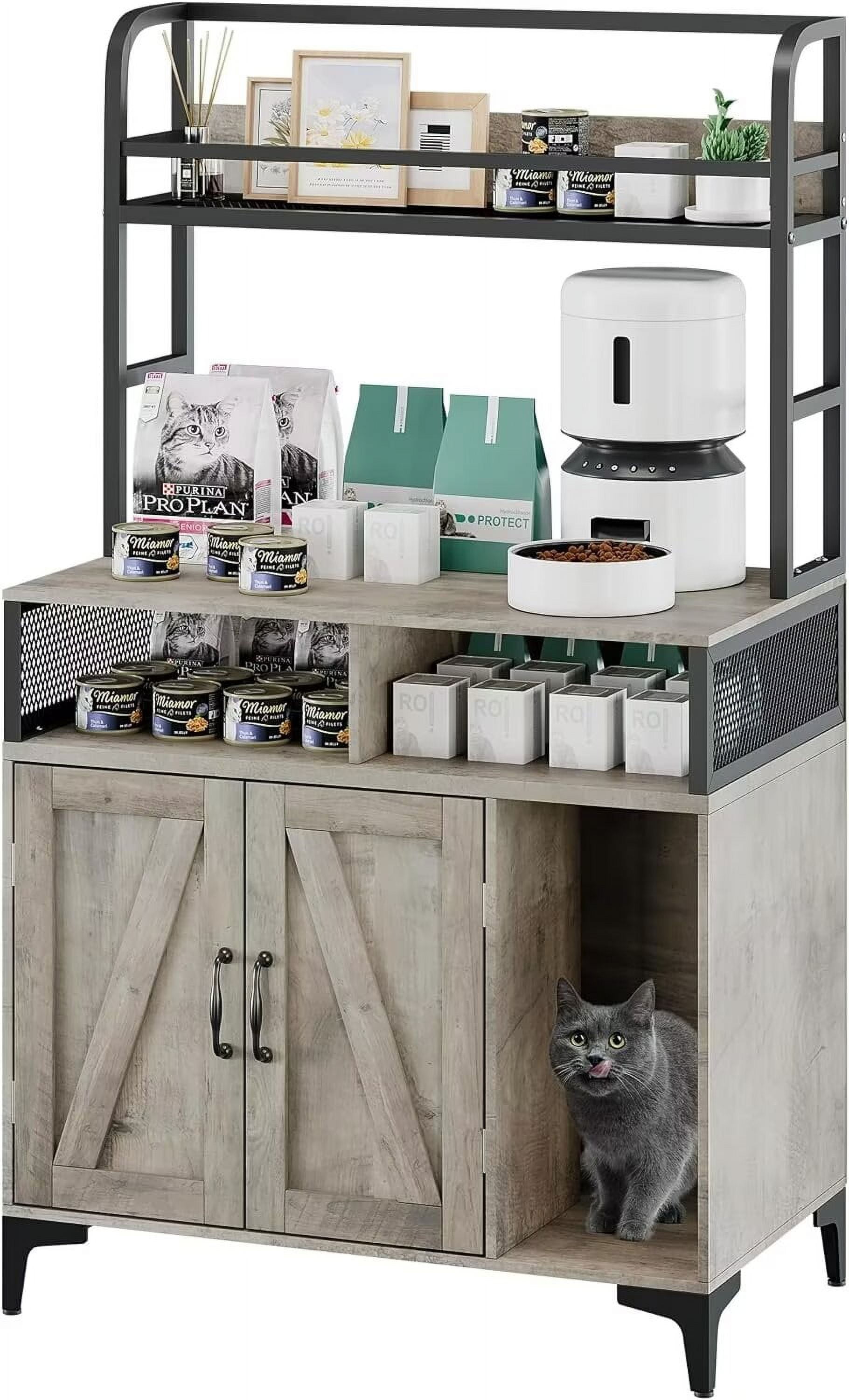 Cat Litter Box Enclosure, Industrial Cat Cabinet with Shelves and Doors ...