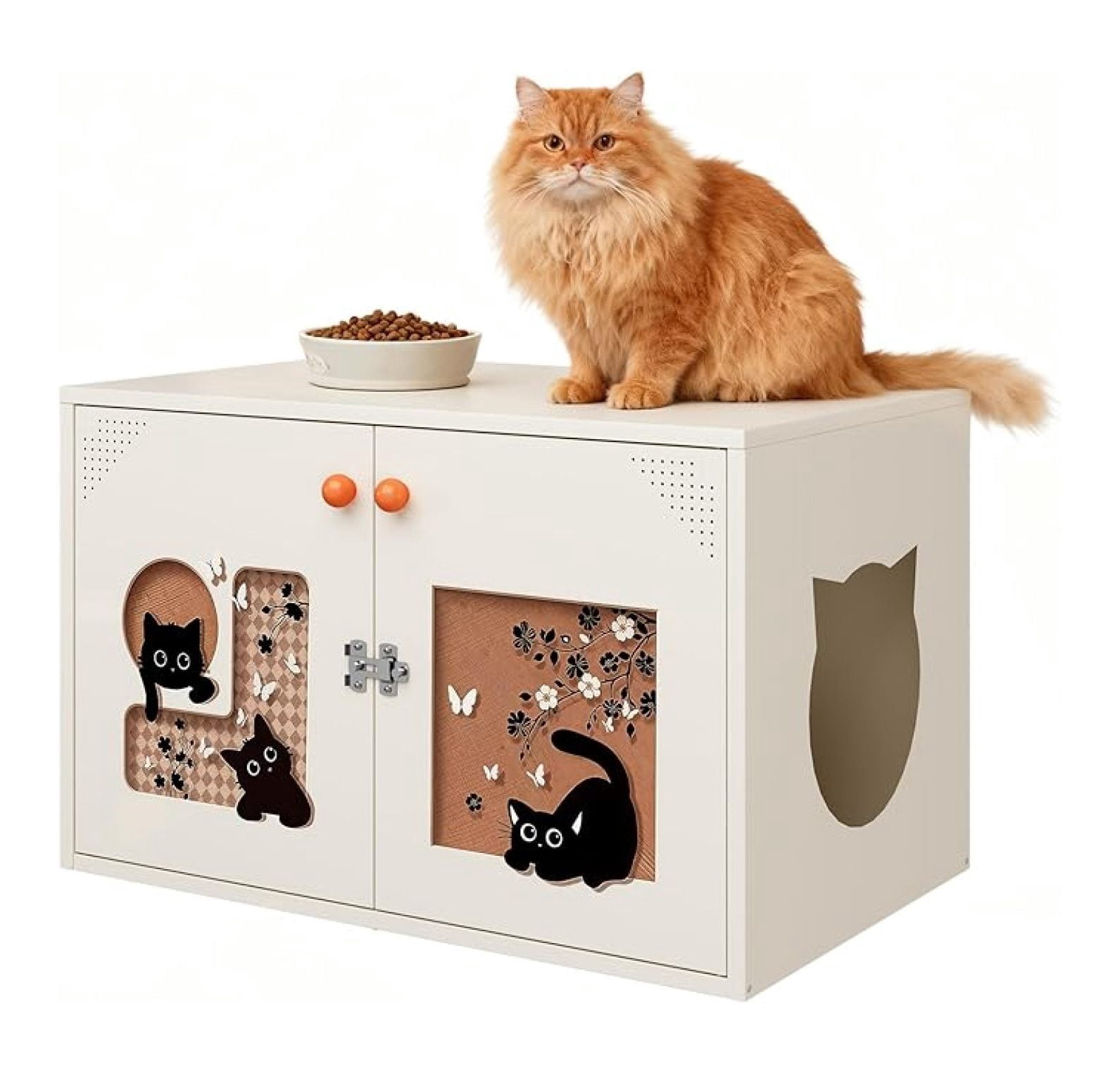 Cat Litter Box Enclosure, Litter Box Furniture with Removable Divider ...