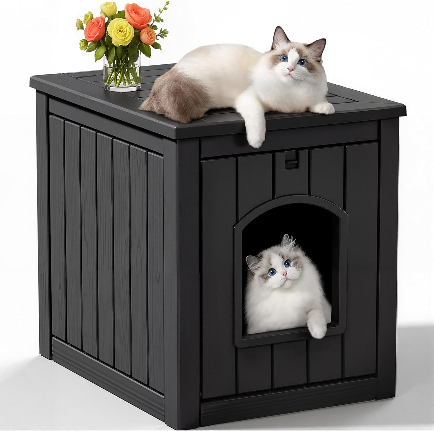 Cat Litter Box Enclosure, Multi-Functional Hidden Cat Litter Box ...