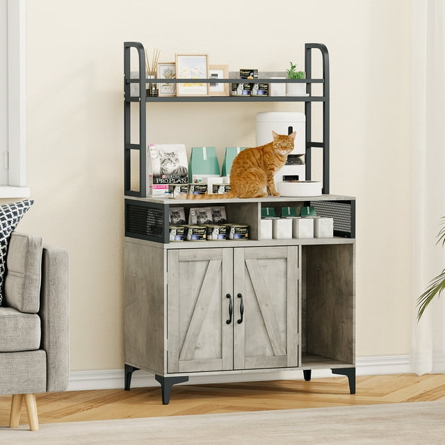 Cat Litter Box Enclosure With Shelf Storage Hidden Litter Box