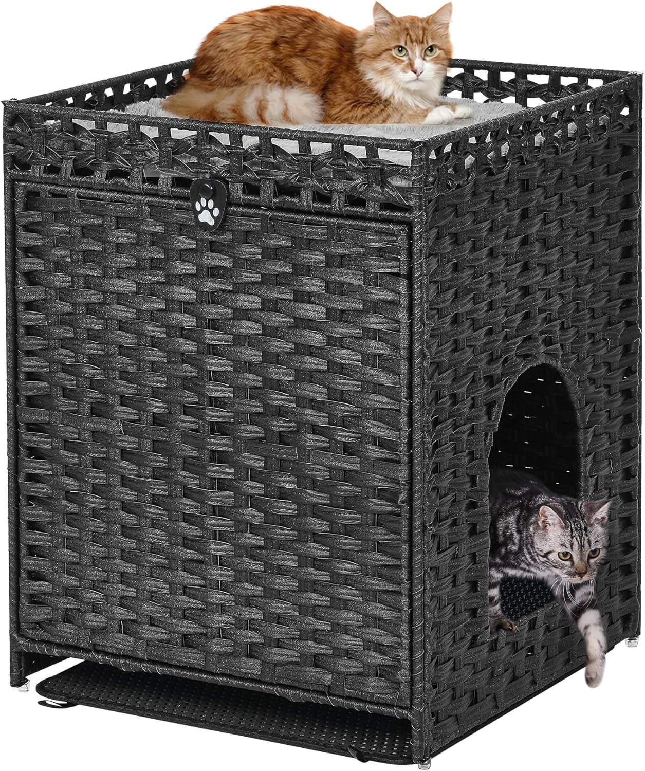 Cat Litter Box Enclosure with Soft Litter Mat; Hidden Kitten Washroom ...