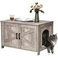 Cat Litter Box Enclosure, Wooden Cat Washroom Furniture with Barn Door ...