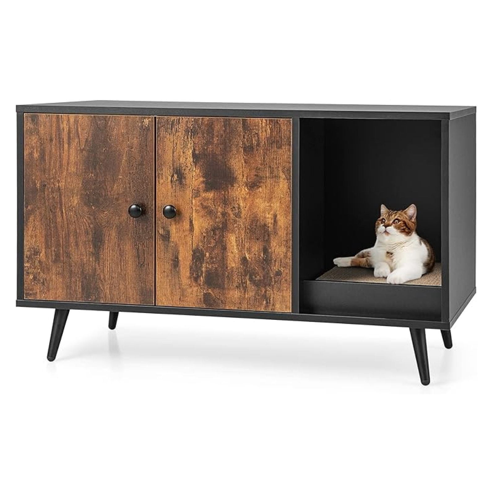 Cat Litter Box Enclosure Wooden Furniture, Stackable Pet Washroom ...