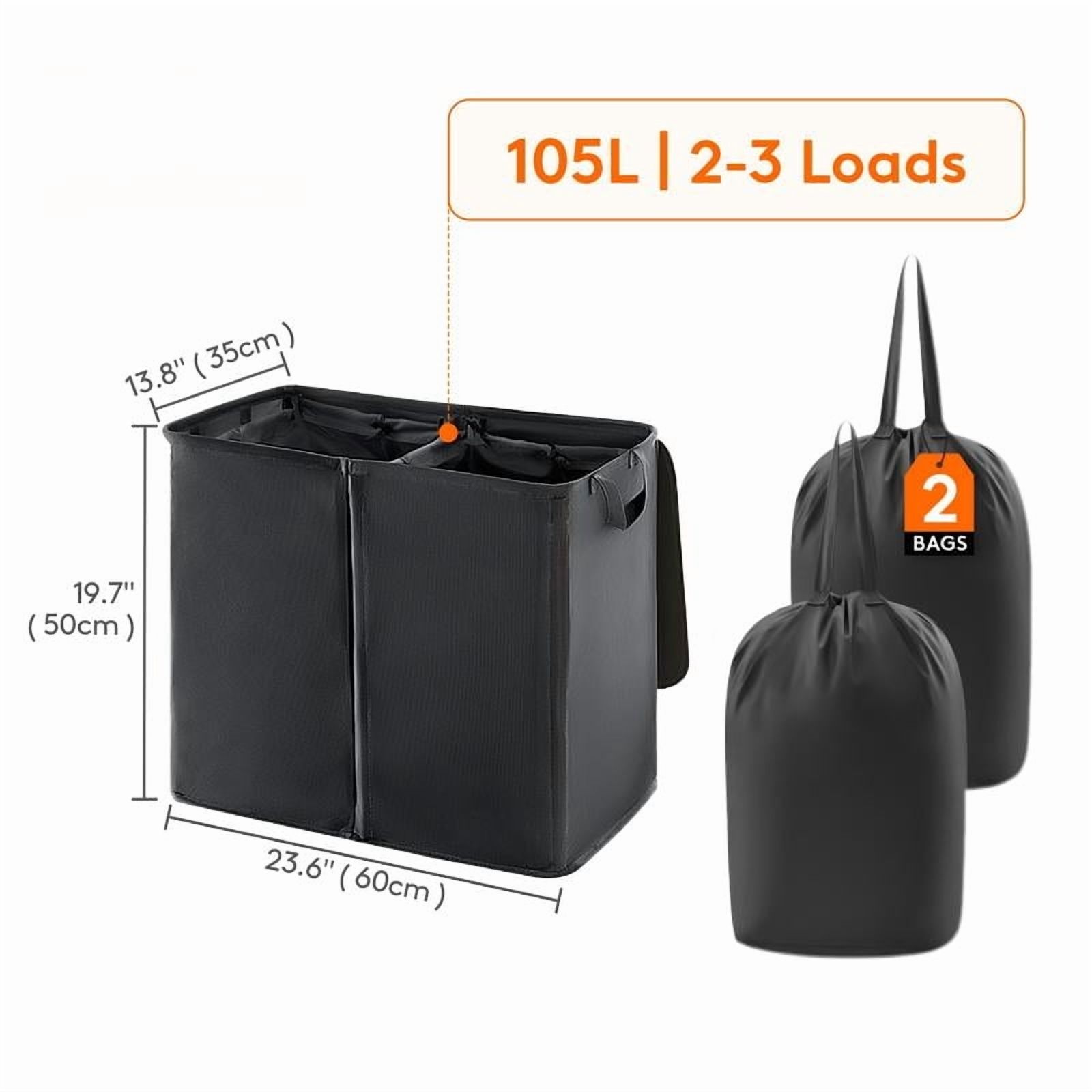 Large Laundry Hamper Basket with Removable inner Bags - Foldable Design ...