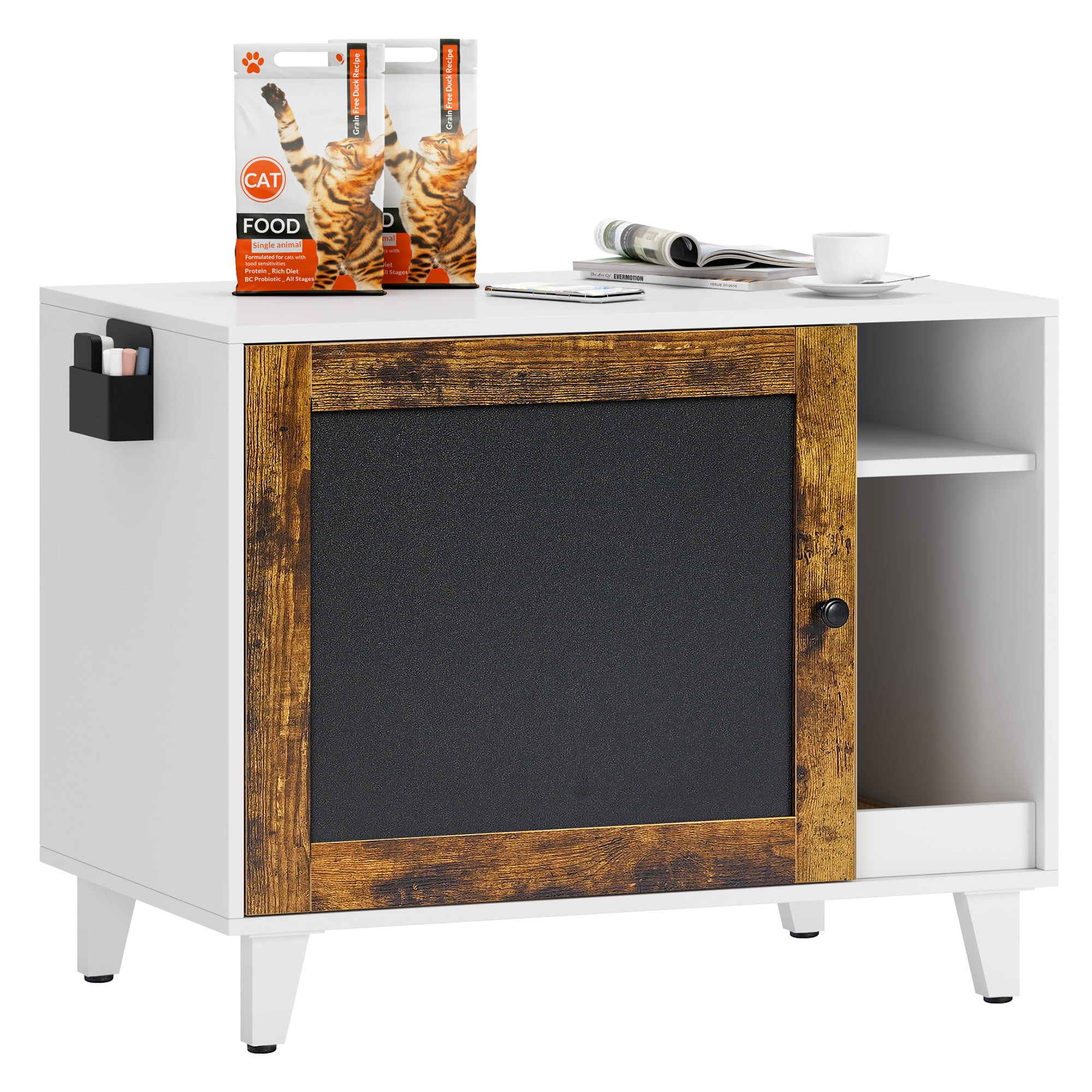 Cat Litter Box Enclouse For Indoor Cats, Modern Hidden Litter Box ...