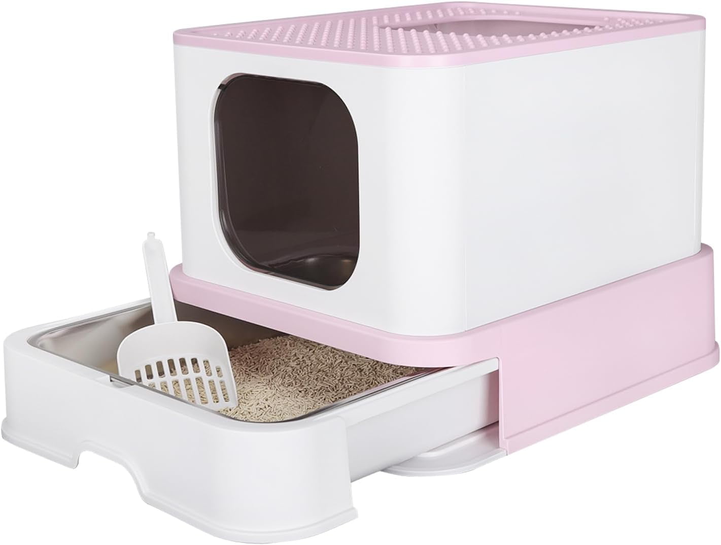 Cat Litter Box, Foldable Cat Box with Drawer, Large Capacity Litter Box ...