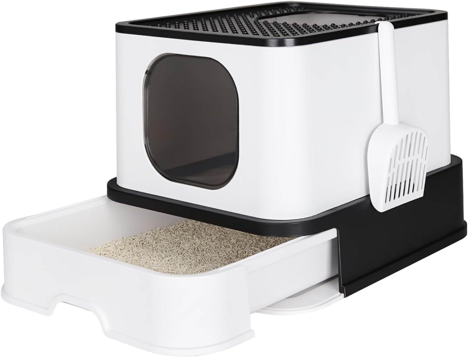 Cat Litter Box, Foldable Cat Box with Drawer, Large Capacity Litter Box ...