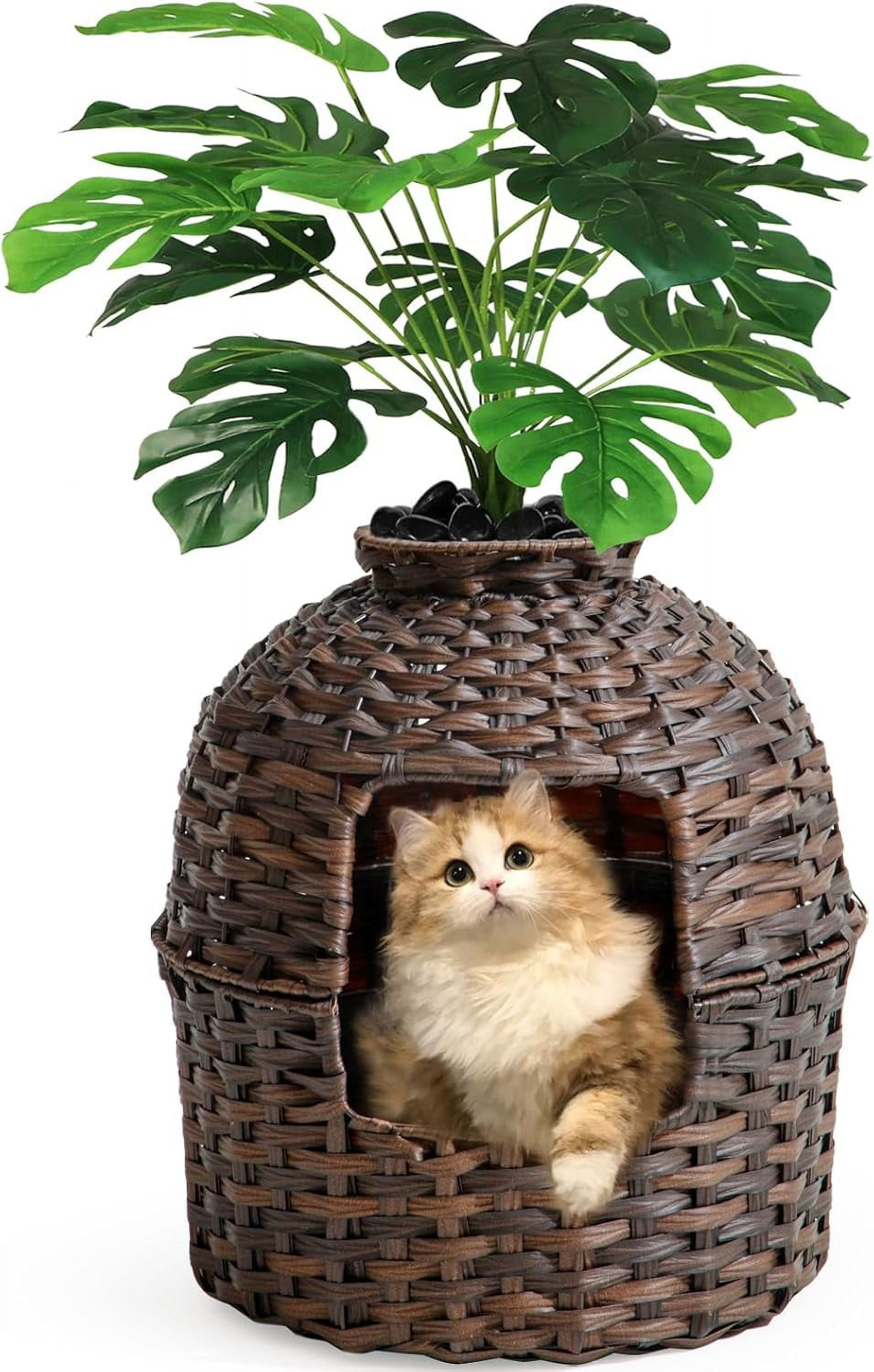 Cat Litter Box Furniture - Hidden Litter Box with Artificial Plants ...