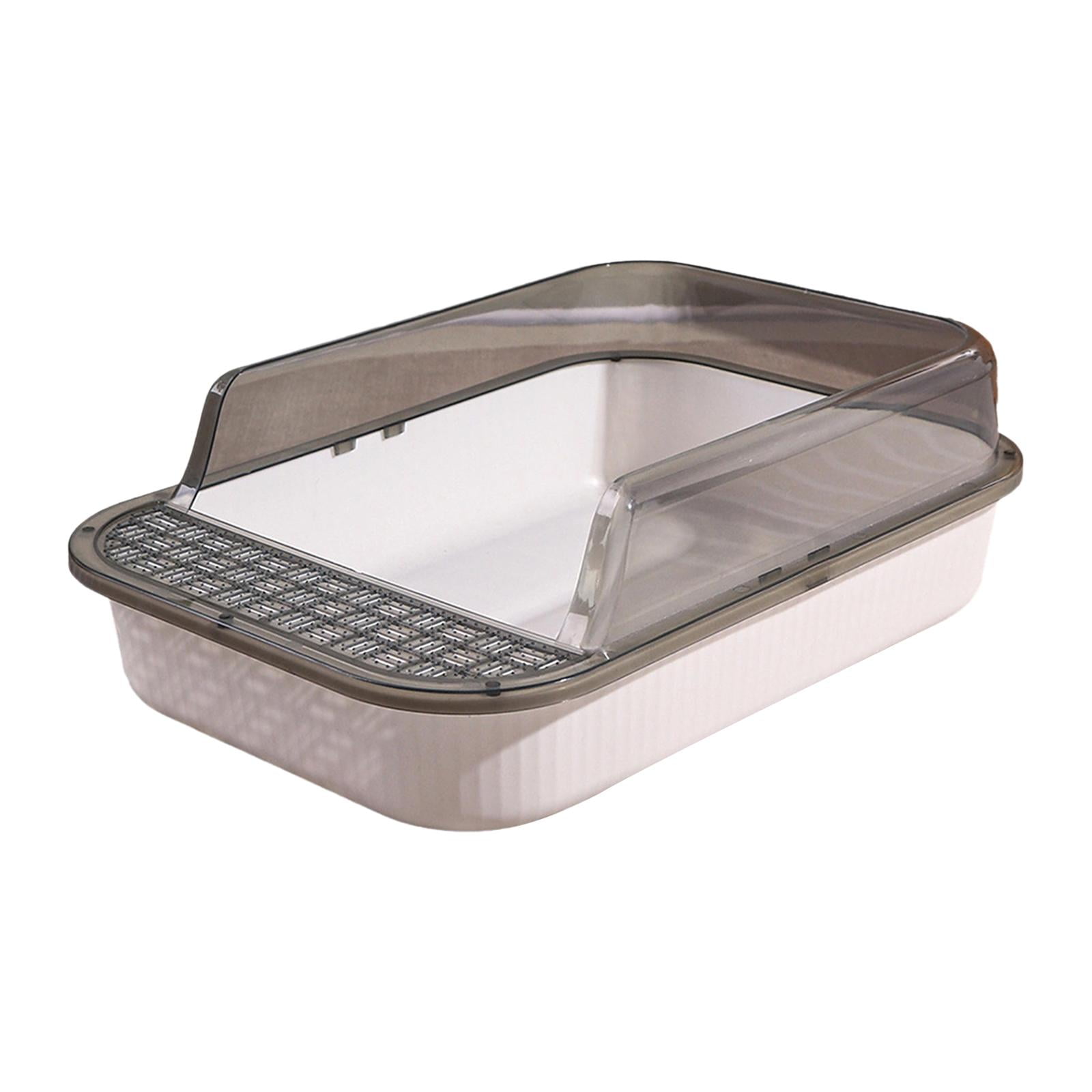 Indoor Cat Litter Box, Open Top, Anti-Splashing, Large, Clear/White ...