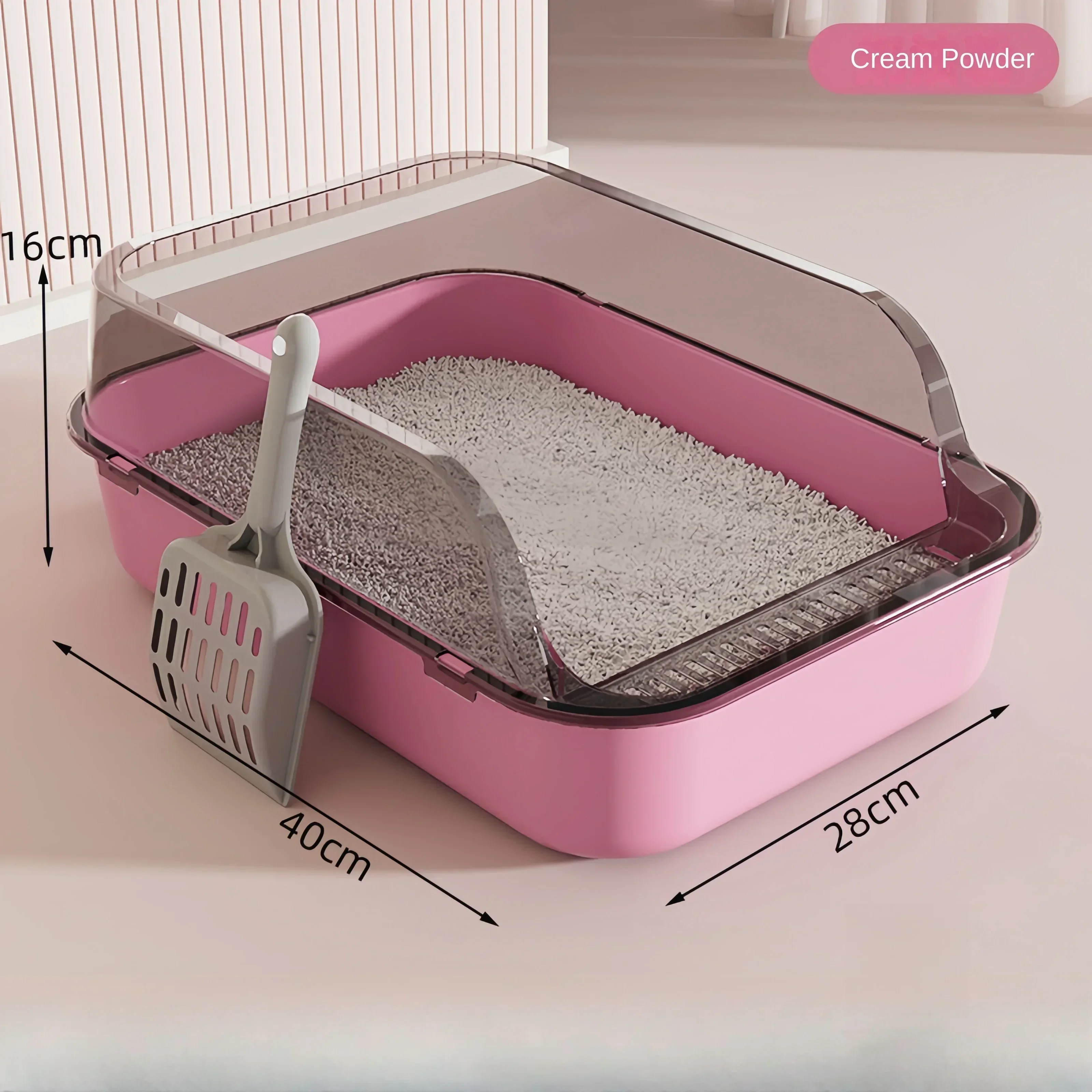 Cat Litter Box Kitty Sandbox Semi-enclosed High Side Splashproof Cat ...