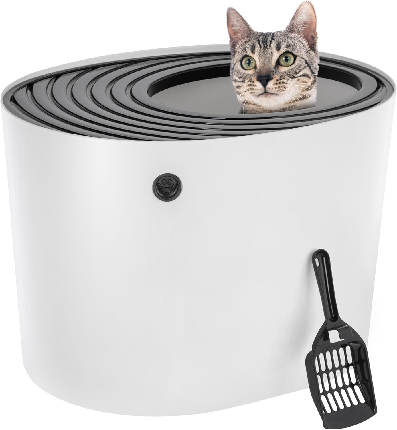 Cat Litter Box, Large Top Entry with Litter Catching Lid and Scoop, Dog ...