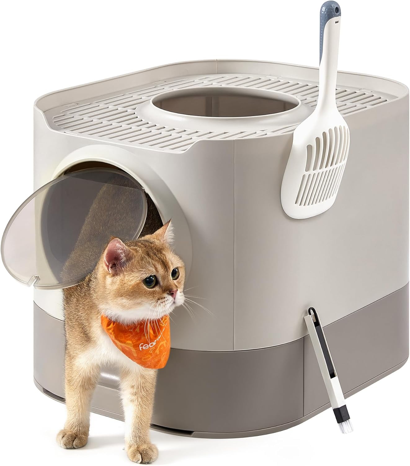 Cat Litter Box with Lid, XL Enclosed Litter Box with Slide-Out Tray ...