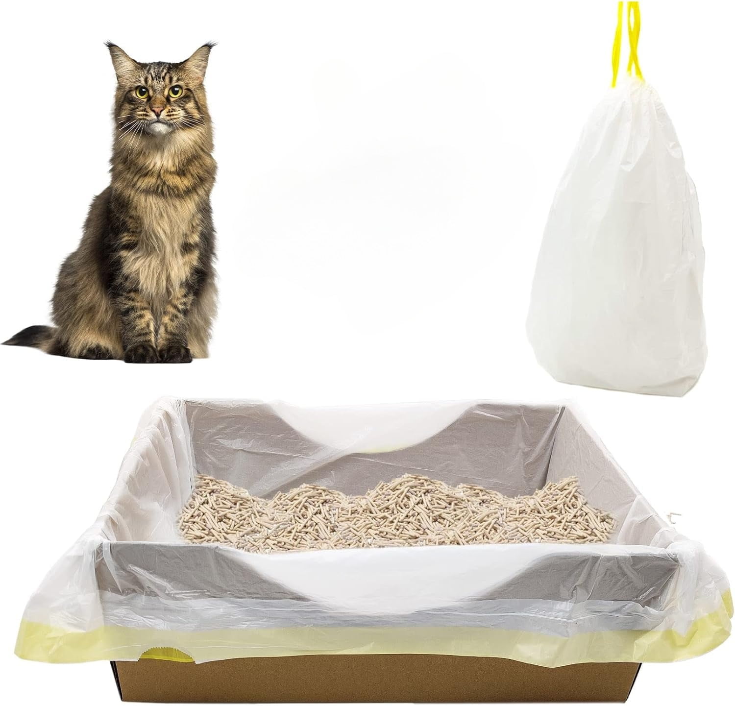 Cat Litter Liners Large, Jumbo Drawstring Extra Durable Pet Cat Pan ...
