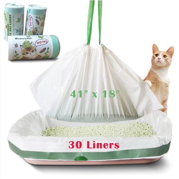 Cat Litter Box Liners Jumbo, 30 Count Extra Thick 4 Mils Durable ...
