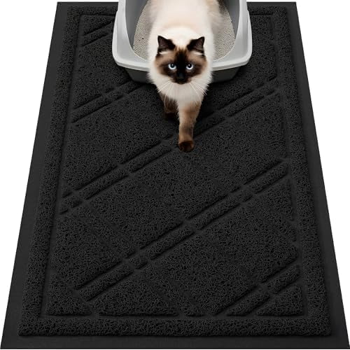 Cat Litter Box Mat 30x17, Non-Slip Water Resistant Litter Trapping Mat ...