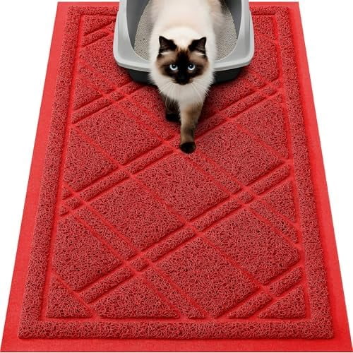 Cat Litter Box Mat 30x17, Non-Slip Water Resistant Litter Trapping Mat ...