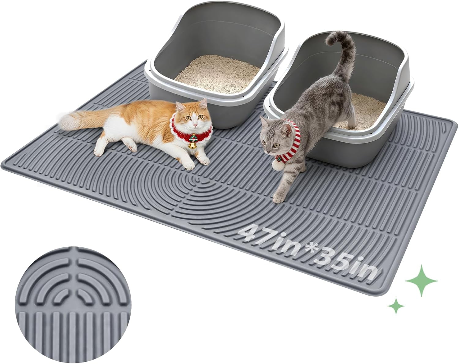 Cat Litter Box Mat,47" x 35" Extra Large Silicone Waterproof Litter ...
