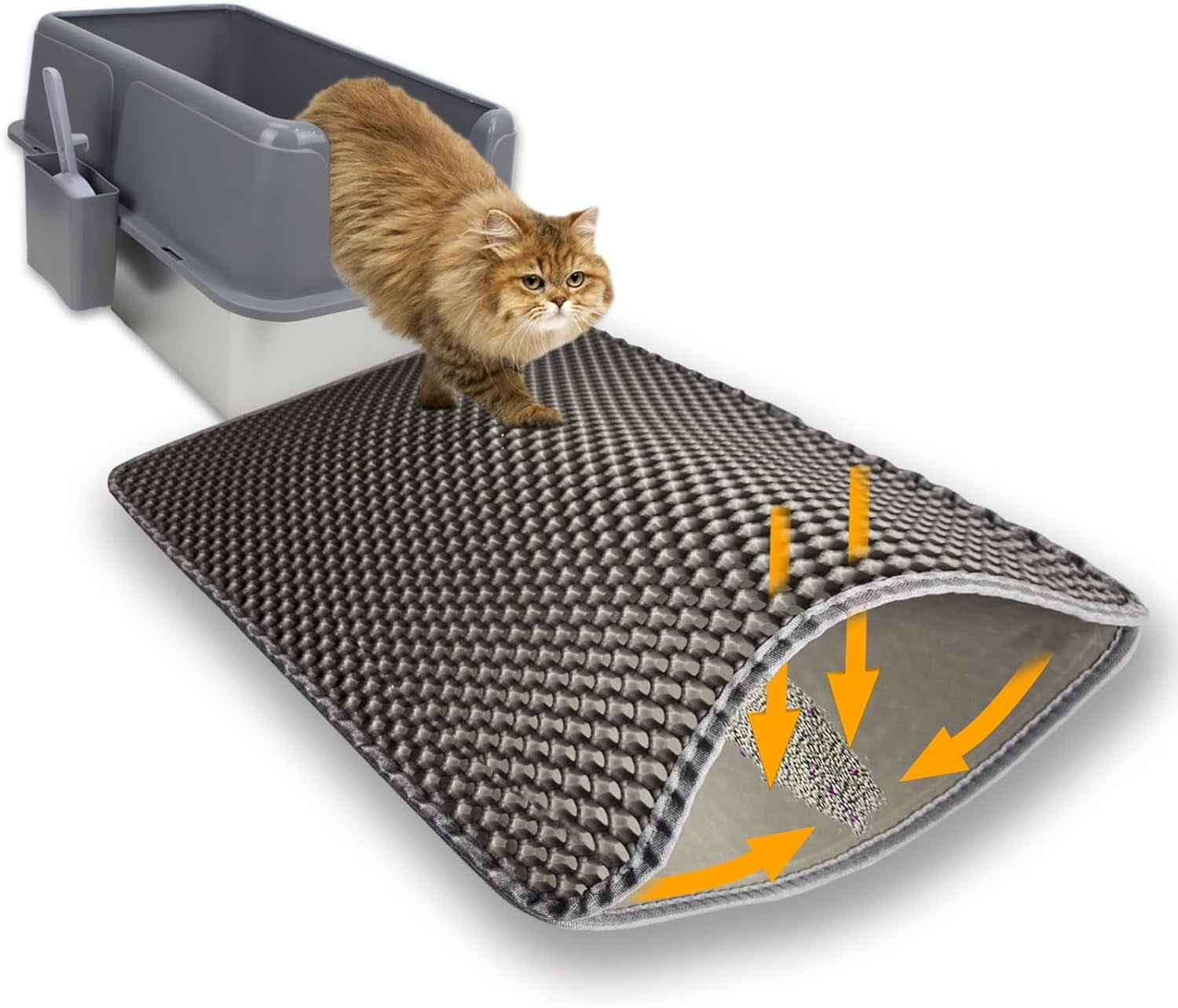 Cat Litter Box Mat Double Layer Trapping Mat Easy-Clean Waterproof ...