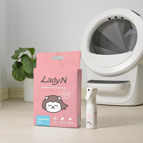 Cat Litter Box Optimizer Set: Granular Tofu Litter & Non-Stick Spray ...