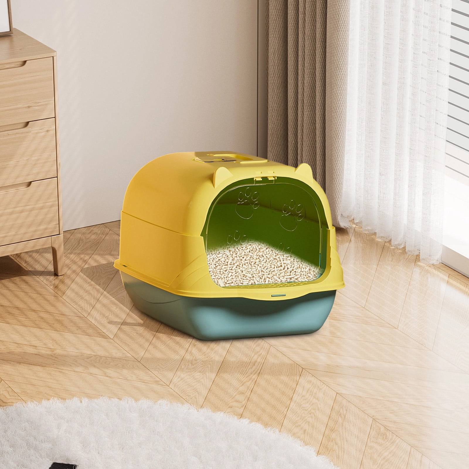 Cat Litter Box Oversized Fully Enclosed Toilet For Kittens, Plastic ...