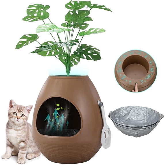 Cat Litter Box Plant Enclosure with Liners Secret Hidden Litter Box ...