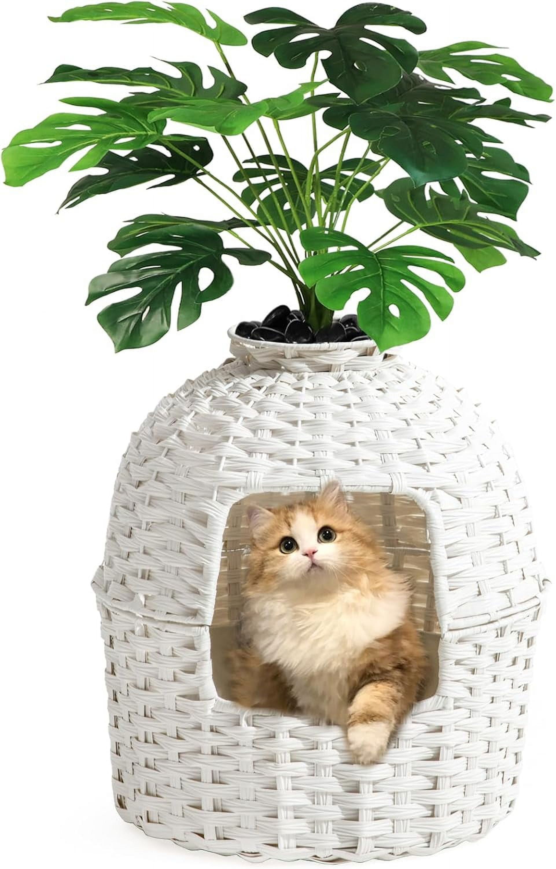 Cat Litter Box Plant Furniture Enclosure Hidden Handwoven Rattan with ...