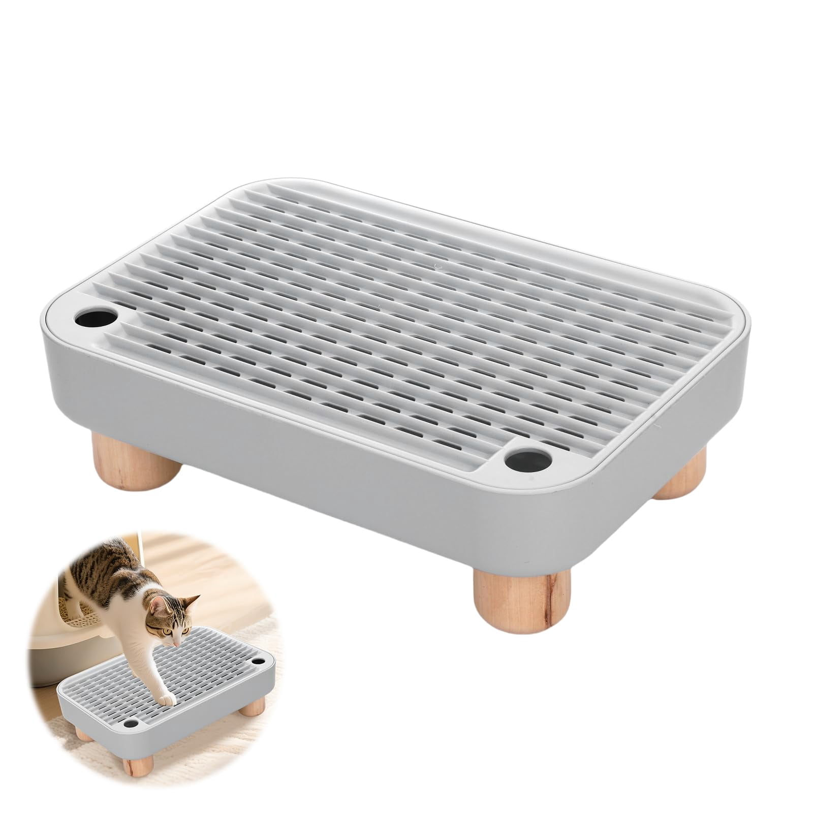 Cat Litter Box Ramp, Double Layered Litter Catcher Mat with Filter ...